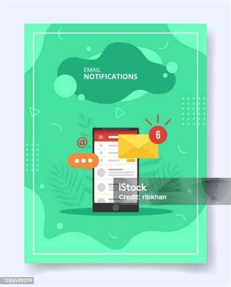 배너 전단지 책 표지 액체 모양 스타일의 잡지 의 템플릿에 대한 스마트 폰에 이메일 알림 개념에 대한 스톡 벡터 아트 및 기타 이미지 Istock
