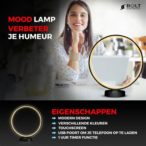 Bolt Electronics Tafellamp Moodlamp Zwart Lichttherapielamp