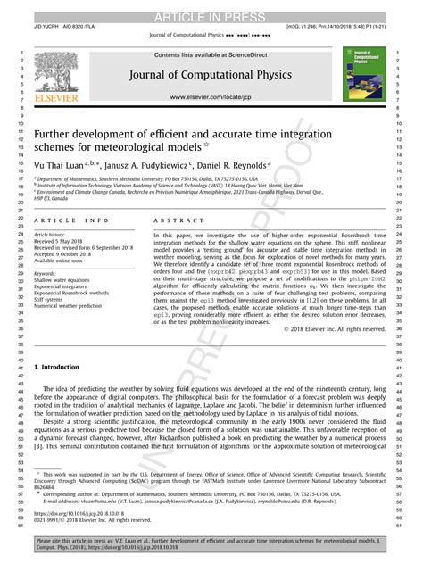 Pdf Further Development Of Efficient And Accurate Time Integration Schemes For Meteorological
