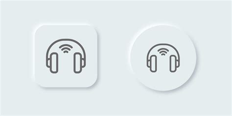 Wireless Headphone Line Icon In Neomorphic Design Style Earphones Signs Vector Illustration