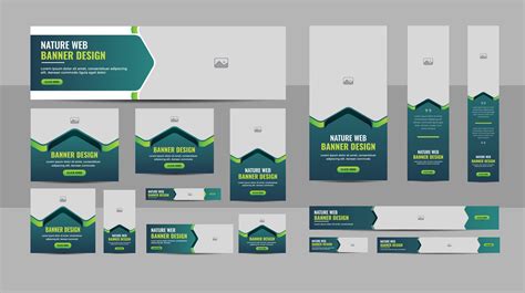 Nature Web Banner Design Web Template Set Horizontal Header Web Banner Modern Gradient Green