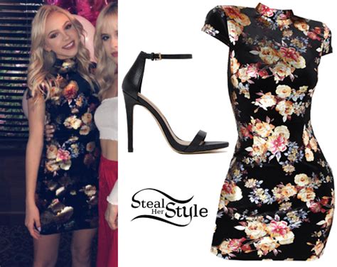Jordyn Jones Floral Mini Dress Black Sandals