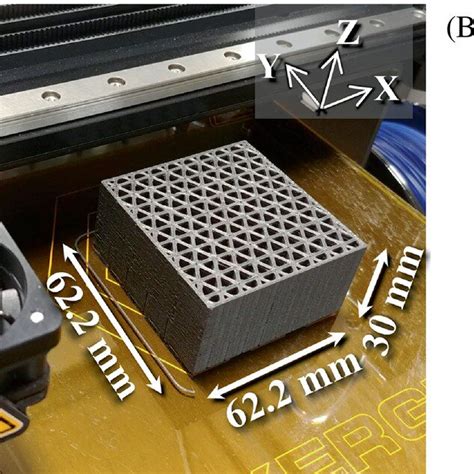 A 3d Printed Lattice Sample And Its Dimensions And B Quasi‐static Download Scientific