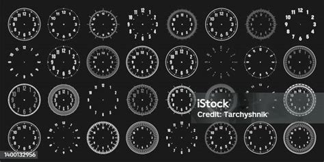 기계식 시계는 아라비아 숫자 베젤로 향합니다 화이트 워치는 분 시간 표시 및 숫자로 다이얼합니다 타이머 또는 스톱워치 요소 분할이 있는 빈 측정 원 눈금 벡터 일러스트 레이