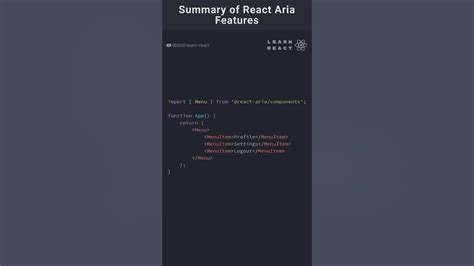 Summary Of React Aria Features Coding Programming Frontend