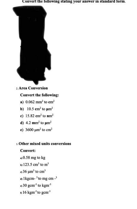 Solved Convert The Following Stating Your Answer In Standard Chegg