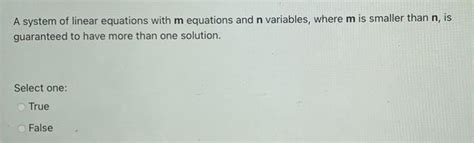 Solved A System Of Linear Equations With M Equations And N Chegg