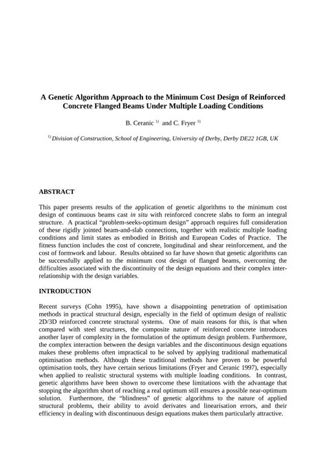 Pdf A Genetic Algorithm Approach To The Minimum Cost Design Of Reinforced Concrete Flanged