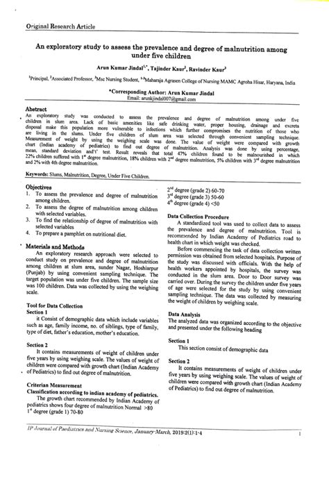 Pdf An Exploratory Study To Assess The Prevalence And Degree Of
