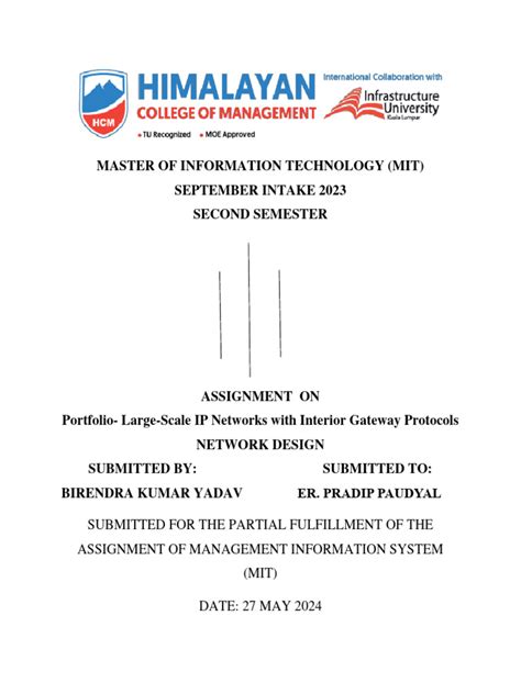 Assignment On Portfolio Large Scale Ip Networks With Interior Gateway Protocols Pdf
