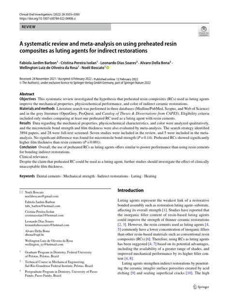 Systematic Review Pdf Systematic Review Dental Composite