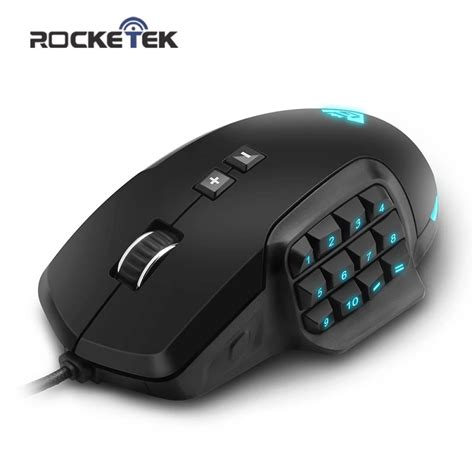 Rocketek Usb Rgb Wired Gaming Mouse 24000 Dpi 16 Botões Laser Programável Jogo Ratos Backlight