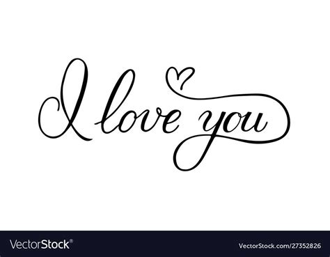 I Love You Calligraphy Hand Lettering With Heart Vector Image On