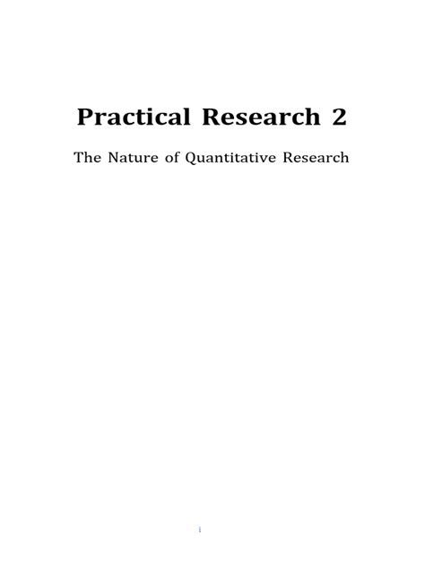 Research Module 1 Pdf Quantitative Research Statistics