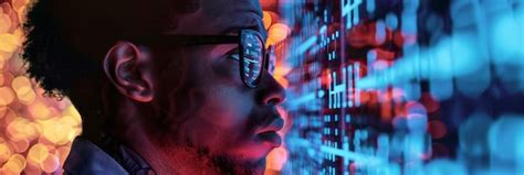 A Young Man Wearing Glasses Stares Intently At A Computer Screen Filled