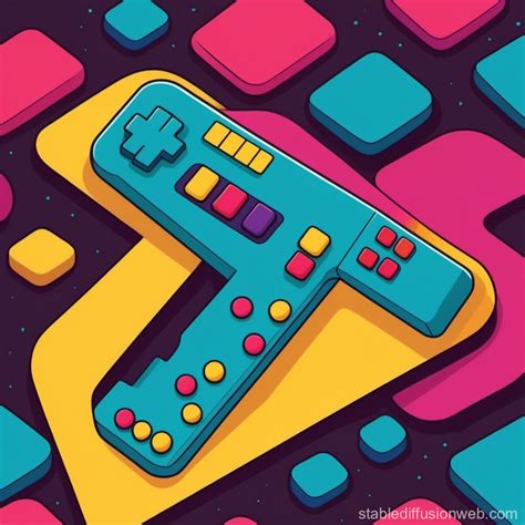 Minimalist Game Console Controller In Tetris Style Stable Diffusion