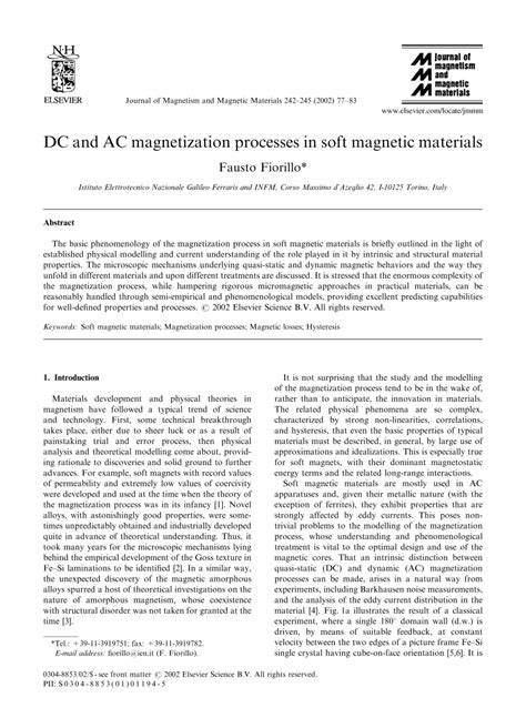Pdf Dc And Ac Magnetization Processes In Soft Magnetic Materials