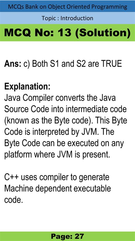 Multiple Choice Questions On Java Object Oriented Programming Bank 1 Introduction Pdf