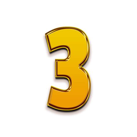 3 Three Numbers Vector Gold Yellow Metal Letters Numbers 3 Numeric Characters Alphabet