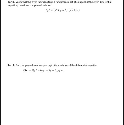 Solved Part 1 Verify That The Given Functions Form A