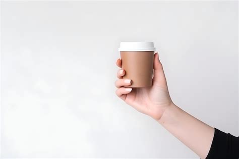 A Hand Holding A Coffee Cup With A White Background Premium Ai Generated Image