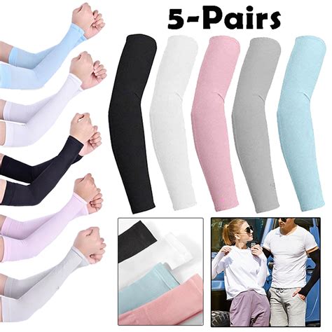 5 Pairs Uv Sun Protection Cooling Arm Sleeves Cover For Women And Men