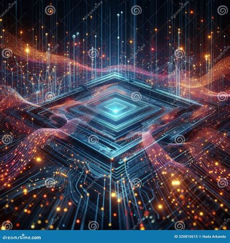 Quantum Computing Data Stream Blockchain Matrix Stock Illustration