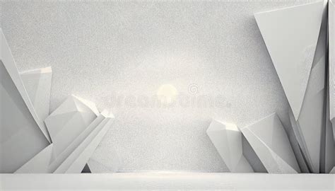 Soft Light White Abstract Stage In Elegant Futuristic Geometric Style Generative Ai Stock