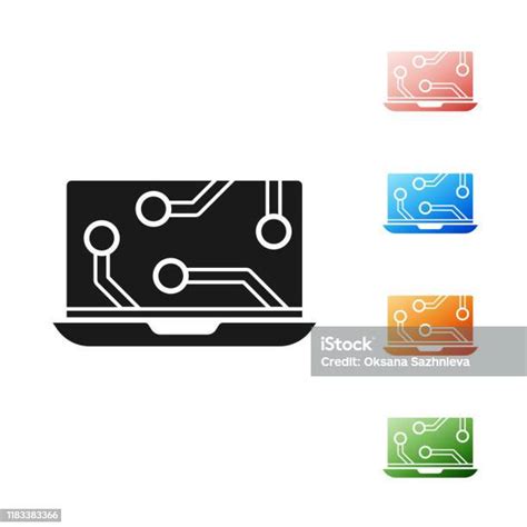 흰색 배경에 격리 된 검은 색 노트북 아이콘입니다 기술 및 장치 개념 다채로운 아이콘을 설정합니다 벡터 일러스트레이션 0명에 대한 스톡 벡터 아트 및 기타 이미지 Istock