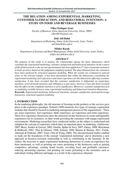 Pdf The Relation Among Experiential Marketing Customer Satisfaction And Behavioral Intention