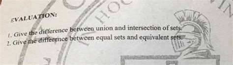 Solved Evaluation L Give The Difference Between Union And