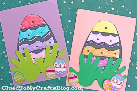 Easter Egg Hiding In Handprint Grass Craft Idea