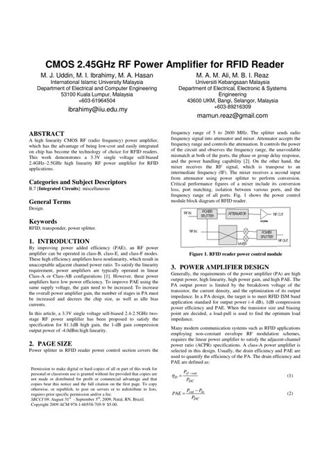 PDF CMOS GHz RF Power Amplifier For RFID Reader