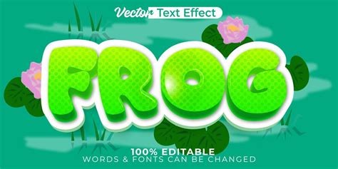 Лягушка векторный текстовый эффект редактируемый алфавит зеленые животные смешные Премиум векторы