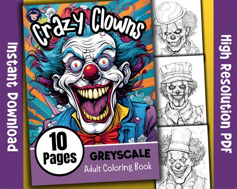 Crazy Clown Coloring Pages