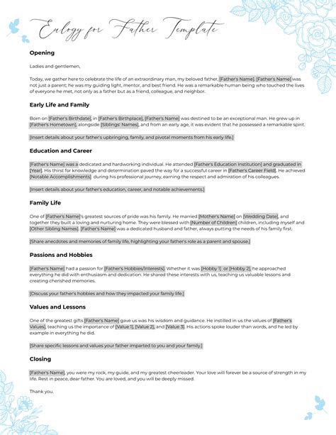 Simple Eulogy Outline Template Wordlayouts