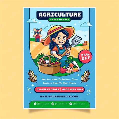 Premium Vector Hand Drawn Agriculture Poster Template