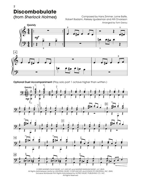 Hans Zimmer Discombobulate Theme From Sherlock Holmes Arr Tom Gerou Sheet Music Pdf Notes