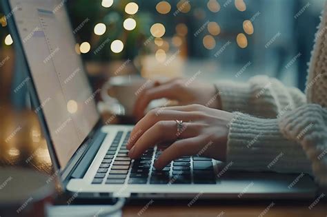 Premium Photo Closeup Of Hands Typing On Laptop Keyboard With Ai Generated