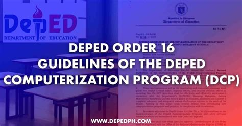 Deped Order 16 Guidelines On The Implementation Of The Department Of