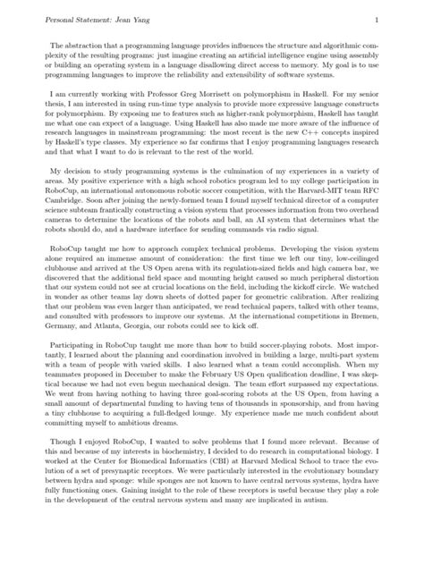 Personal Statement Pdf Artificial Intelligence Intelligence Ai