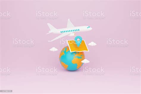 만화 비행 비행기 여행 관광 비행기 여행 계획 세계 여행 수하물 레저 여행 휴가 여름 개념 기치 3d 렌더링 그림 3차원 형태에 대한 스톡 사진 및 기타 이미지 Istock
