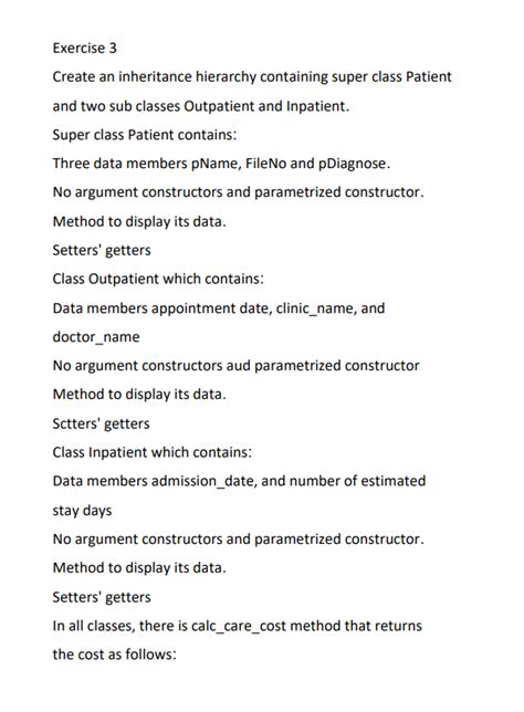 exercise 3 create an inheritance hierarchy containing