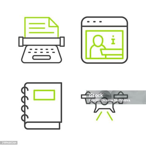 세트 라인 무인 항공기 노트북 정보 및 레트로 타자기 아이콘 벡터 고풍스런에 대한 스톡 벡터 아트 및 기타 이미지 고풍스런 공란 그래픽 프린트 Istock