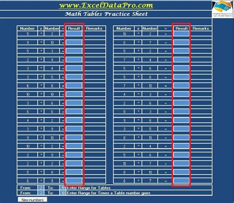 Download Multiplication Tables Practice Sheet Excel Template ExcelDataPro