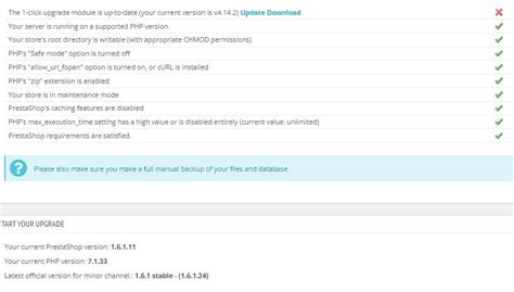 1 Click Upgrade Does Not Allow To Upgrade Upgrading Prestashop From A Previous Version