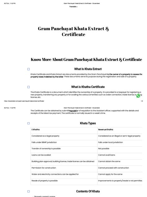 Gram Panchayat Khata Extract And Certificate Docandeed Pdf