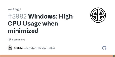 Windows High Cpu Usage When Minimized · Issue 3982 · Emilkegui · Github