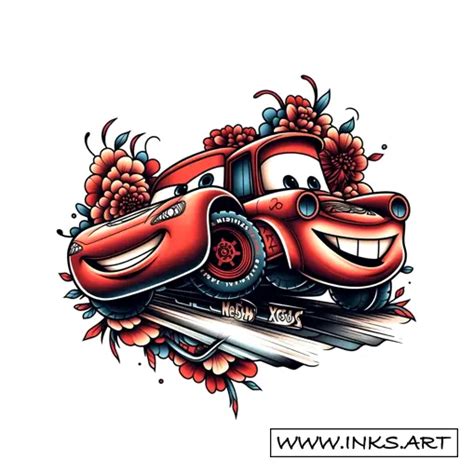 Tattoo Design Lightning Mcqueen And Tow Mater Art Style Neotraditional