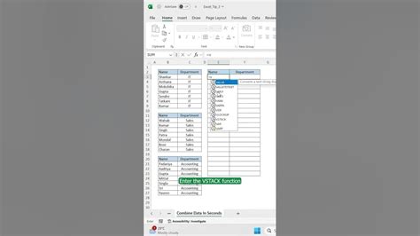 Excel Data Merging Formula Vstack Youtube